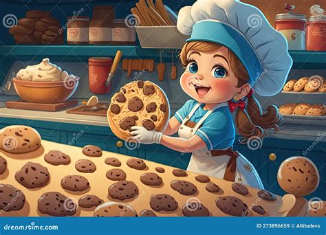 Cute Cartoon Character In A Baking Class Learning How To Prepare Cookies And Other Sweet Treats