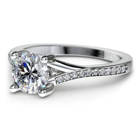 Split Shank Pave Diamond Engagement Ring 075 Carat