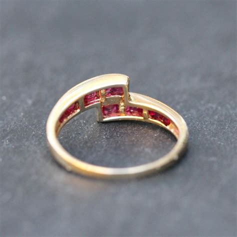 14k Gold Ruby Bypass Ring Gem
