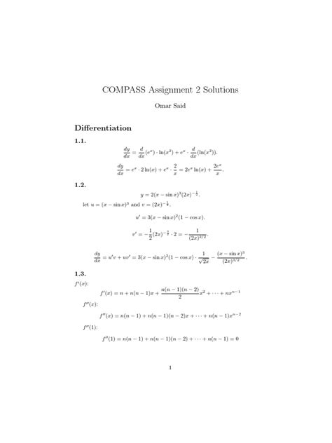 Compass Calculus Assignment Pdf Algebra Calculus