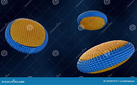 3d Rendering Of Scattered Bicelles As Disc Shaped Lipid Assembly Stock