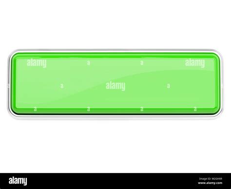 Green Glass Button Square Push Button With Metal Frame 3d Rendering