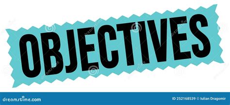 Objectives Text Written On Blue Black Zig Zag Stamp Stock Illustration