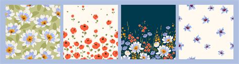 Floral Seamless Patterns And Borders Vector Design For Paper Cover