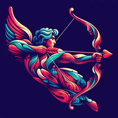 Fantasy Illustration Of Cupid Holding Bow And Aiming Or Shooting Arrow