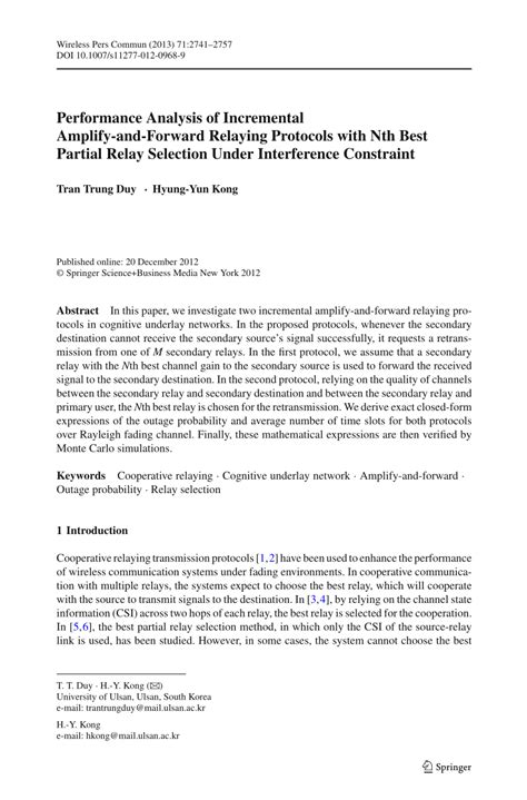 Pdf Performance Analysis Of Two Way Hybrid Decode And Amplify