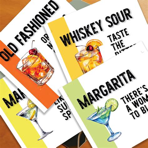 4 Whimsical Cocktail Quote Art Prints Instant Download Etsy