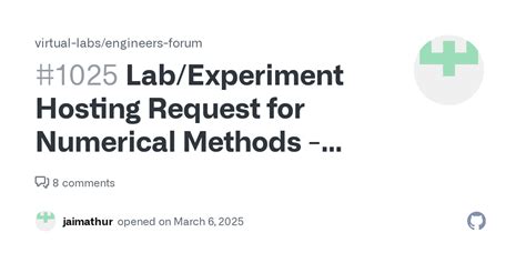 Labexperiment Hosting Request For Numerical Methods Roots Of Equation · Issue 1025 · Virtual