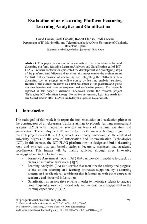 Pdf Evaluation Of An Elearning Platform Featuring Learning Analytics And Gamification