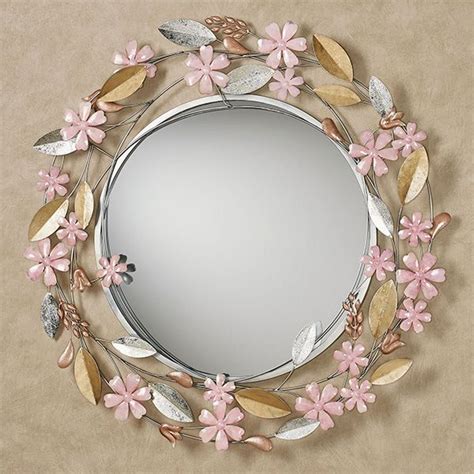 Pink Floral Round Wall Mirror Touch Of Class