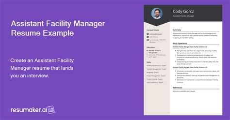 Assistant Facility Manager Resume Example For 2024
