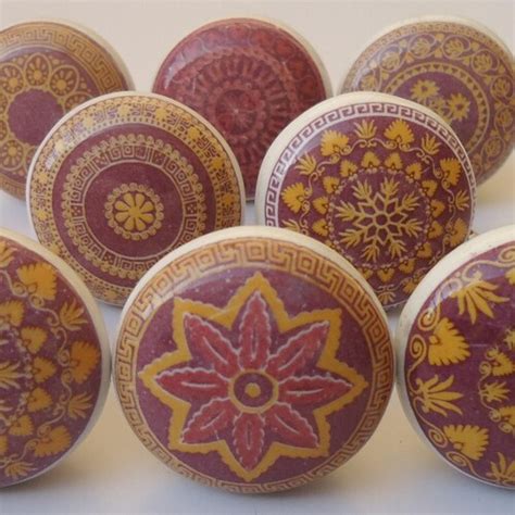 Multi Color Tree Design Ceramic Knobs Kitchen Cabinet Drawer Etsy