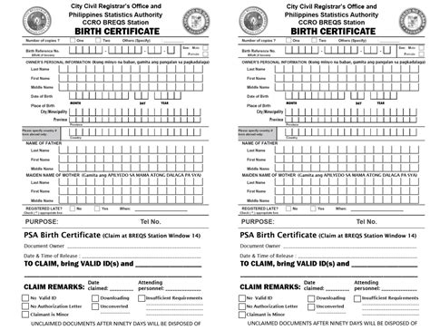 Psa Forms City Government Of Davao