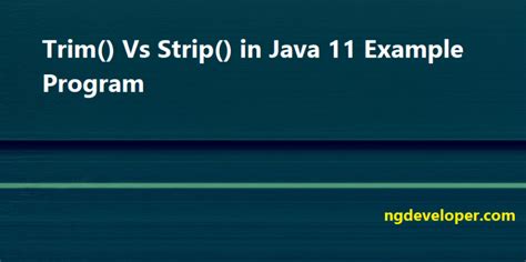 Trim Vs Strip In Java 11 Example Program Ngdeveloper
