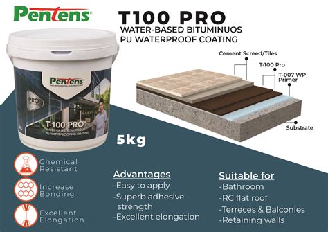 Pentens T 100 Water Based Pu Bituminous Waterproofing Membrane 5kg Lazada