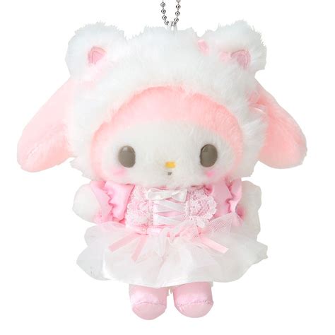 Plush Keychain My Melody Sanrio White Cat Ballerina Meccha Japan