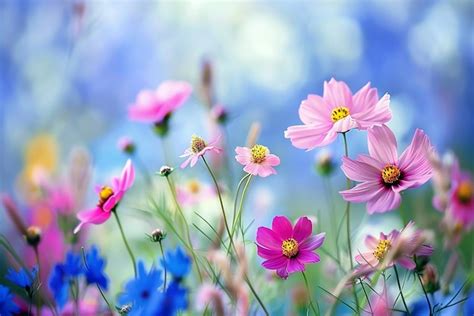 Bright Energetic Floral Desktop Wallpaper Premium Ai Generated Image