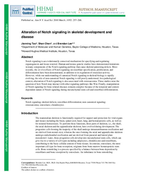 Pdf Alteration Of Notch Signaling In Skeletal Development And Disease