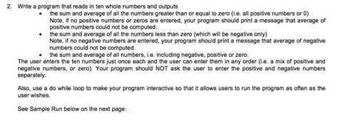 Solved Write A Program That Reads In Ten Whole Numbers Chegg