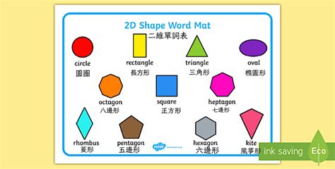 2d Shape Names Word Mat Primary Resources