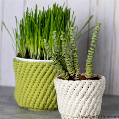 Vincent Plant Pot Cover Pattern First The Coffee Crochet
