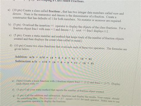 solved las called fractions a 10 pts create a class