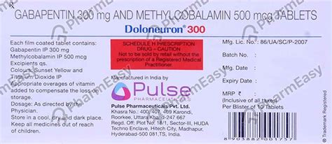 Doloneuron 300mg Strip Of 10 Tablets Uses Side Effects Price