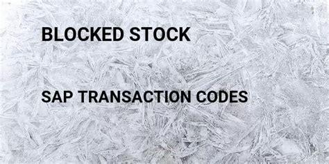 Blocked Stock Tcode In Sap Transaction Codes List
