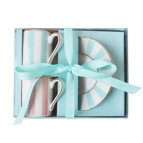 Espresso Cup And Saucer Set Bombay Duck Stripy Pinkmint 2 X 60 Ml
