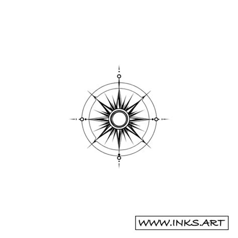 Tattoo Design Compass And Sun Minimalist Art Style Minimalist