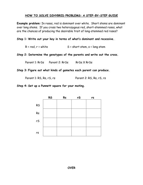 Dihybrid Cross Problem Solving Guide