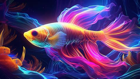 A Vibrant Fish With An Elongated Tail Is Gracefully Moving Through The