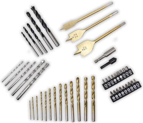 Quix 46 Piece Assorted Drill And Bits Set Titanium Coated Drills Wood