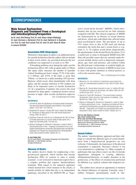 Pdf Re Male Sexual Dysfunction Diagnosis And Treatment From A