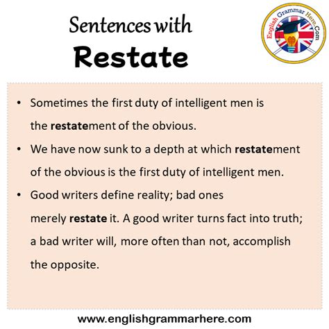 Sentences With Restate Restate In A Sentence In English Sentences For