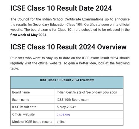 Free Education Website Icse Class 10 Results 2024