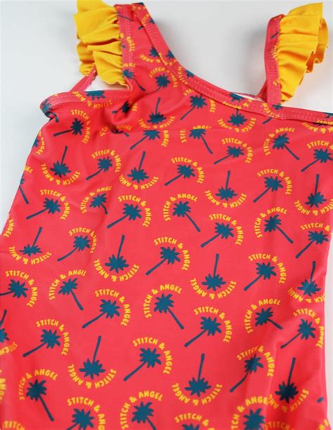 Bañador Stitch Niña Disney Tropical Rosa Coral 1 Pieza Verano