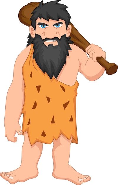 Premium Vector Cartoon Happy Caveman On White Background