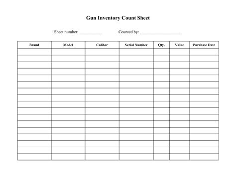 Gun Inventory Template Download Printable Pdf Templateroller
