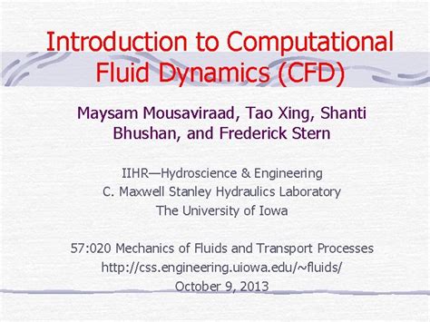 Introduction To Computational Fluid Dynamics Cfd Maysam Mousaviraad