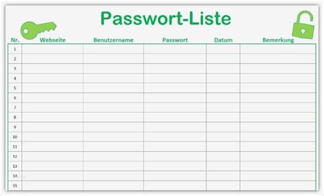 Tankliste Excel Vorlage Cool Vorlage Passwort Liste Kennwort Liste Vorlage Ideen
