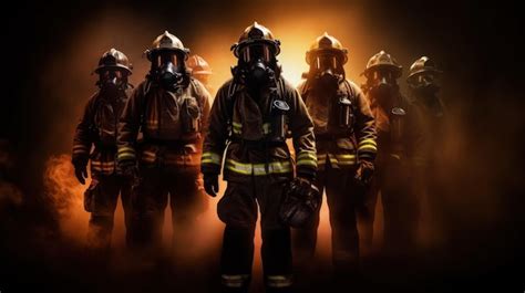 Premium Photo Group Of Fireman Teamwork At Action Fighting