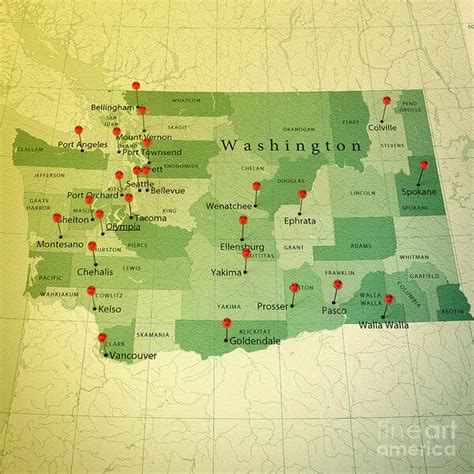 Map Of Washington State Cities And Towns Washington State Us Pdf Map