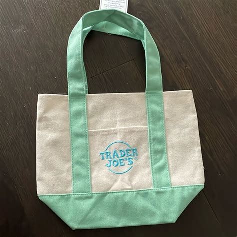 Bags Trader Joes Mini Pastel Green Canvas Tote Bag Poshmark