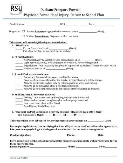 Fillable Online Acute Concussion Evaluation Ace Care Plan Fax Email