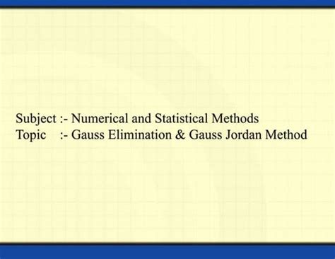 Jacobi Iteration Method Ppt