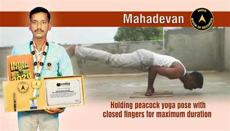 Holding Peacock Yoga Pose With Closed Fingers For Maximum Duration India Book Of Records