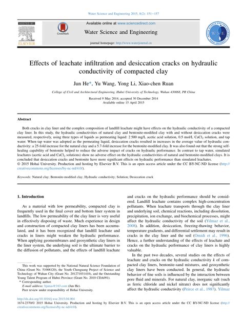 Pdf Effects Of Leachate Infiltration And Desiccation Cracks On