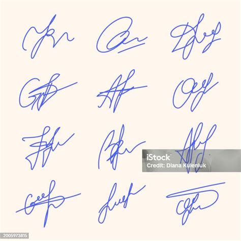 가상의 자필 서명 서명 변형 섬세한 필체 다양한 낙서 손으로 쓴 기호 고립 색상에 대한 스톡 벡터 아트 및 기타 이미지 고립 색상 다양성 디자인 Istock