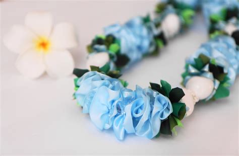 Light Blue Kukui Nut Lei With White Painted Kukui Nut Etsy